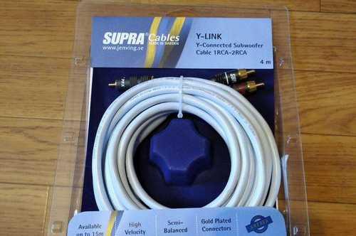 Supra Y-Link 1RCA-2RCA Blue 4м Кабель сабвуферный