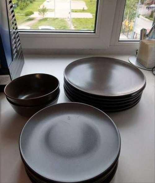 Посуда IKEA тарелки темно-коричневый