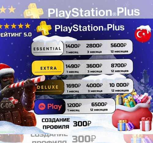 Подписка ps plus все тарифы Турция Delux 1/3/12 месяцев (Арт.18330)