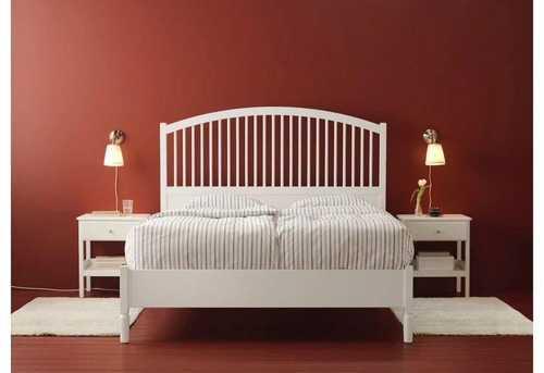 Кровать IKEA Tyssedal белая высокая спинка 160/200