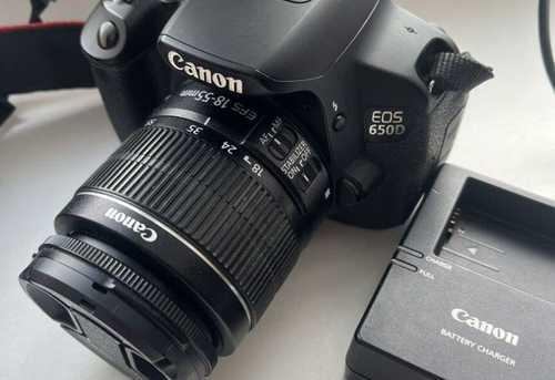 Фотоаппарат Canon 650d, объектив 18-55mm VR 1.02
