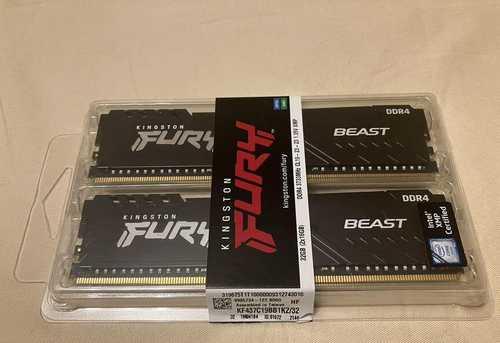 Kingston DDR4 32Gb (2x16Gb) 3733 MHz fury Beast