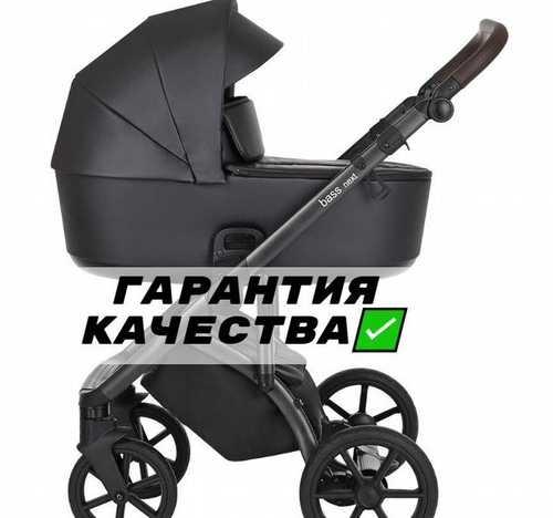 Коляска 2 в1 Roan Bass Next Кожа Black Pearl/Black