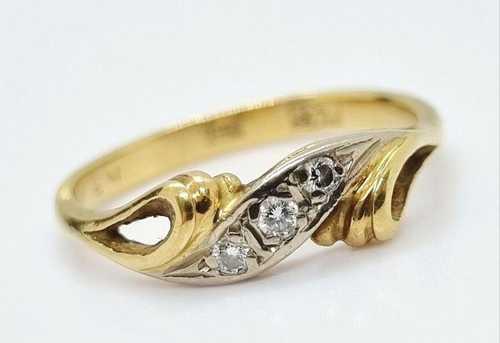 Золотое кольцо с бриллиантами 750 пробы СССР