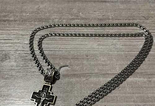 Серебряная цепочка с крестиком 925