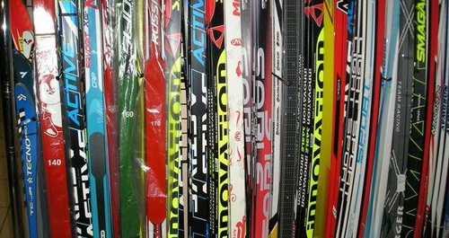 Лыжи беговые длина от 105 до 205см, ботинки, палки