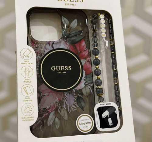 Чехол Guess iPhone 16 pro max с ремешком MagSafe