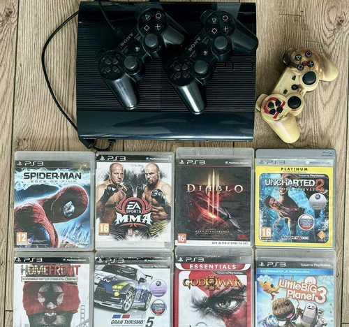 Sony playstation 3 (PS3) superslim 500 GB   9 игр