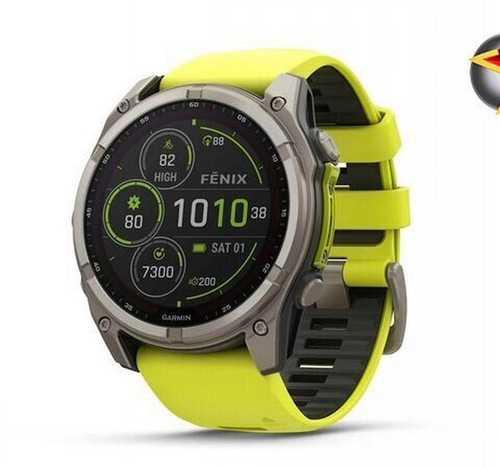 Часы Garmin Fenix 8 51mm Solar Sapphire Titanium Yellow 010-02907-21