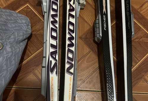 Продаю беговые лыжи Salomon163 и палки140Fisher