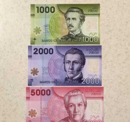 Чили 1000, 2000, 5000 песо 2020 UNC (полимер)