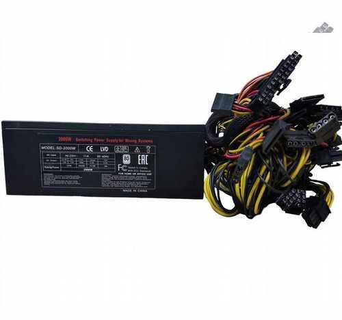 Блок питания 2000W Switching SD-2000W (24Pin,4 4Pin CPU,12x6 2pin GPU, 10 SATA, 8 molex) (TR)