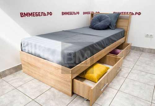 Кровать односпальная с ящиками 90х200
