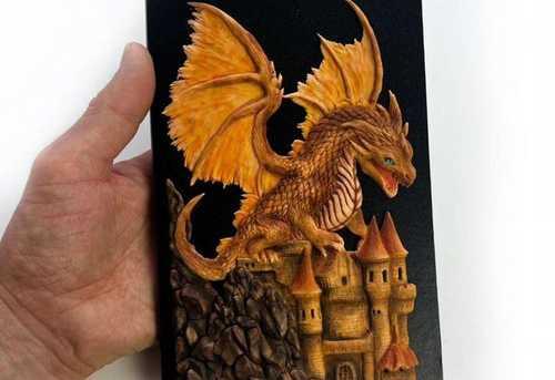 Декорированный блокнот с драконом из полимерной