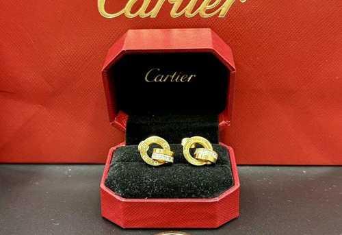 Cartier серьги двойные + кольцо love gold