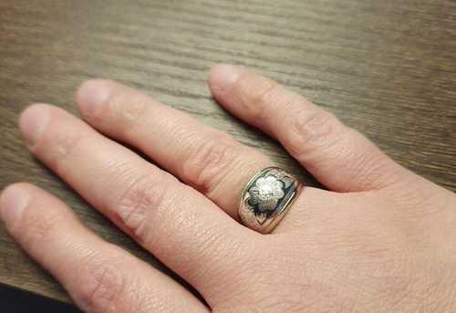 Серебряное кольцо с позолотой и серьги