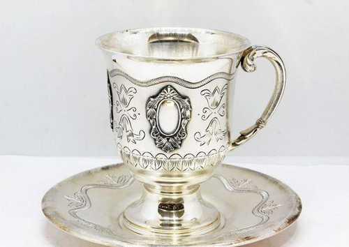 Чашка с блюдцем серебро