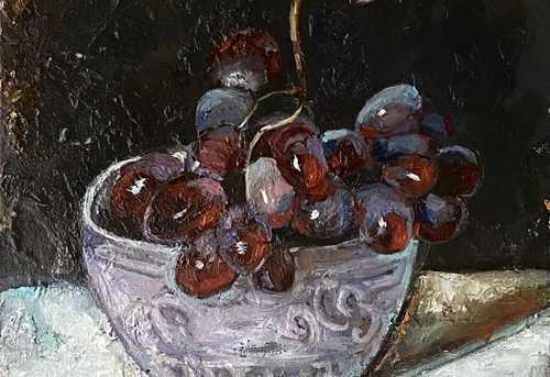 Картина маслом 30*30 см гроздь винограда