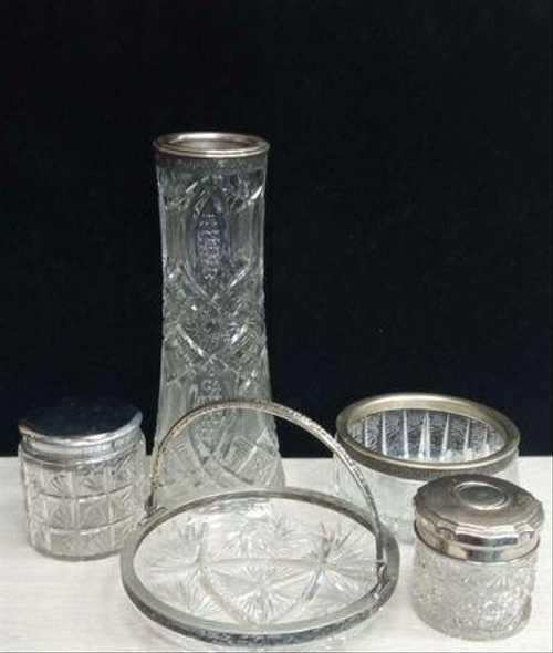 Конфетница, ваза ободок серебро