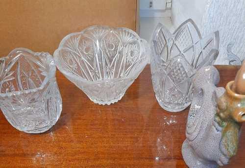Хрустальные вазы и из керамики графин-петух СССР
