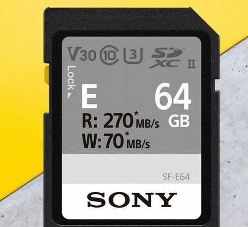 Карта памяти Sony sdxc 64GB 270R/70W (SF-E64/T)