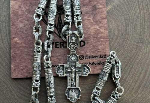 Серебряная цепочка с крестом