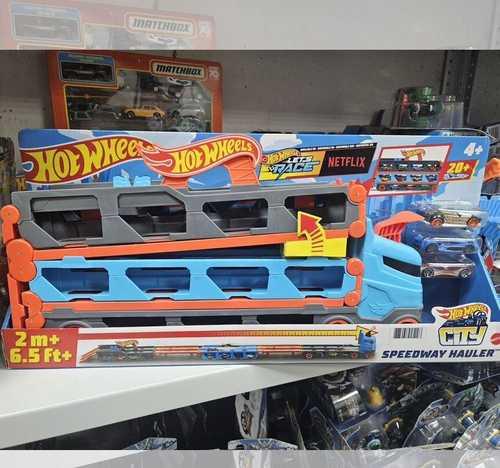 Hot Wheels автовоз новый 2 метра трассы 3 машинки