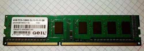 Озу Geil 4GB DDR3 1600Мгц Одноранговая