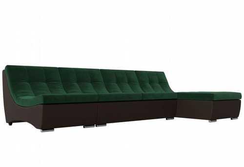 Угловой модульный диван Монреаль зеленый коричневы