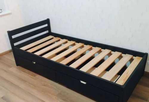 Односпальная кровать с ящиками дерево лиственница