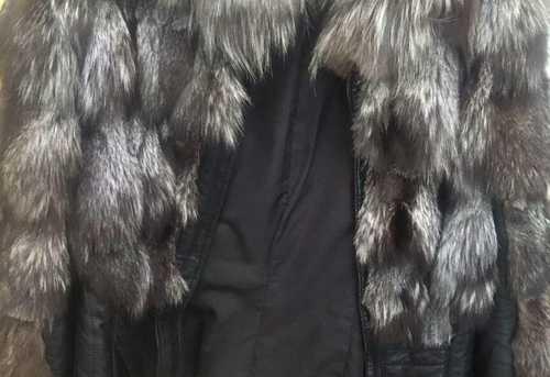 Кожанная куртка из чернобурки
