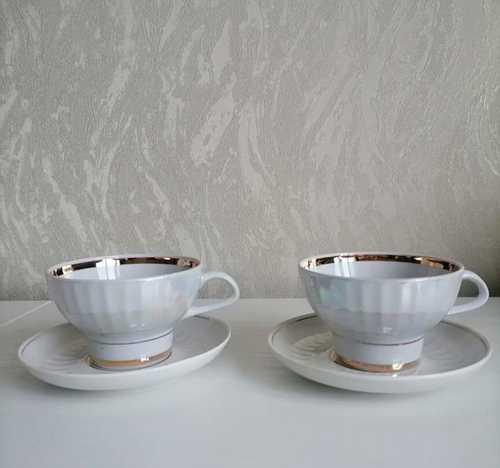 Чайные пары фарфор СССР лфз 2 чашки и 2 блюдца) бу