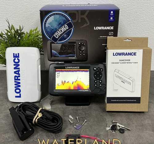 Lowrance Hook 5 Reveal 83/200 HDI + крышка + карта