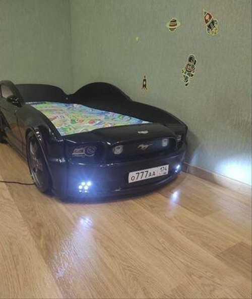 Детская кровать машинка Мустанг 3D