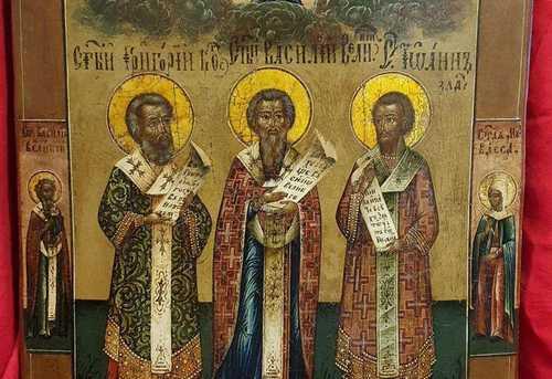 Икона Святые Григорий Василий Иоанн 19 век