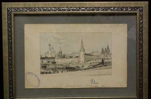 Рисунок Вид на Москву XIV века, тушь, акварель, Фр