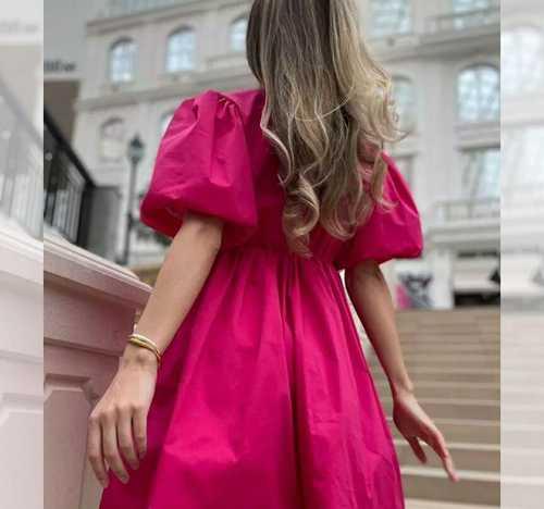 Платье розовое фуксия вечернее праздничное мини