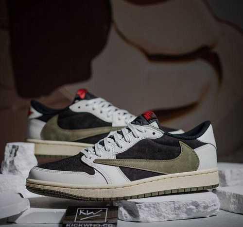 Кроссовки nike air jordan 1 travis scott olive