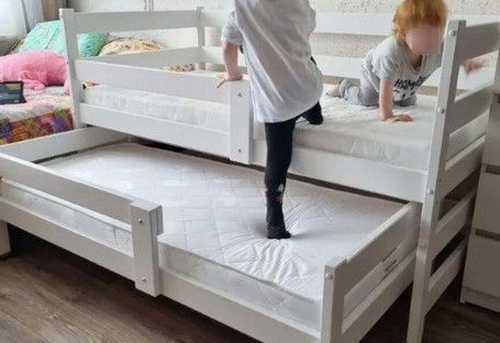 Детская кровать двухъярусная 160*80 белого цвета