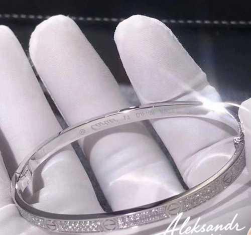 Браслет Cartier Love маленькая модель белое золото 585 проба 177 шт. бриллиант 0.9677 карат