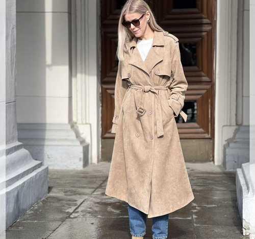 Тренч замшевый massimo dutti