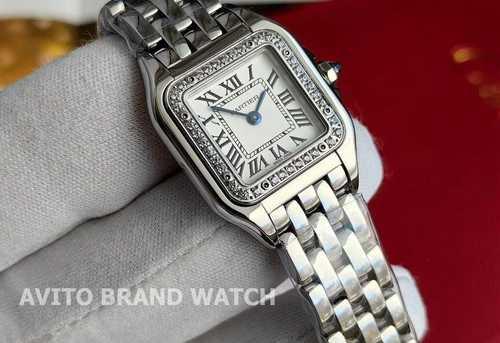 Часы женские Cartier 22mm panthere сталь с камнями