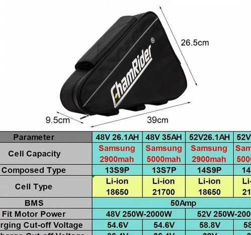 Аккумулятор для электровелосипеда 48v