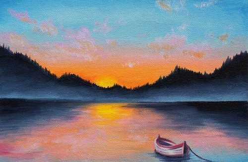 Картина «Лодка на озере»