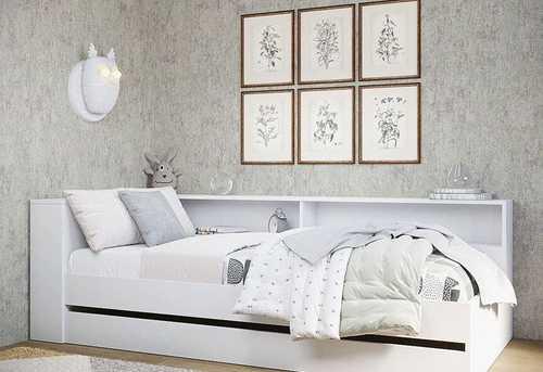 Кровать Ксения с прикроватным блоком 90x200 Белая