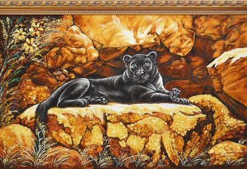 Картина из янтаря - Черная пантера (вправо) Array