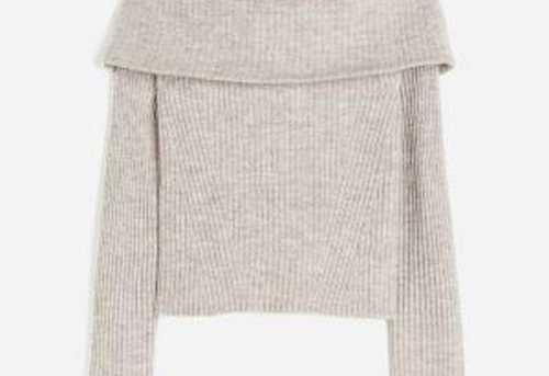 Свитер H&M Off-the-shoulder, серо-бежевый
