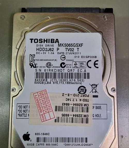 Жесткий диск HDD Toshiba 500Gb б/у