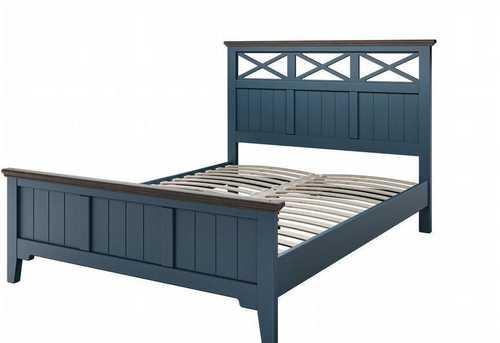 Кровать двуспальная цвет синий