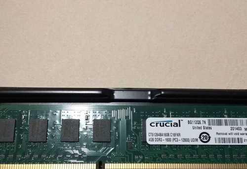 Модуль памяти Crucial CT51264BA160B, DDR3, 4 гб